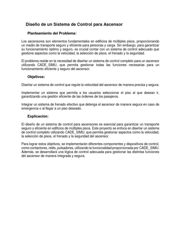 Diseño de un Sistema de Control para Ascensor | PDF | Ascensor | Electromagnetismo