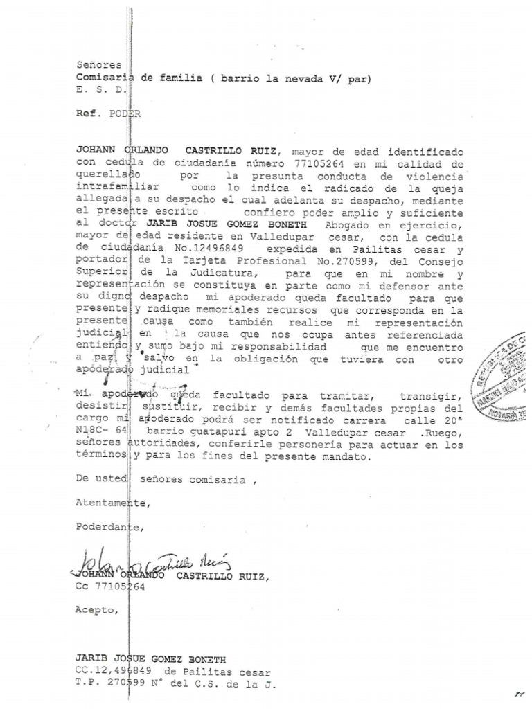 Poder Abogado Jarib Gomez | PDF