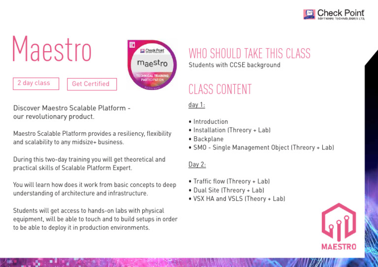 Maestro Scalable Platform Training Course | PDF