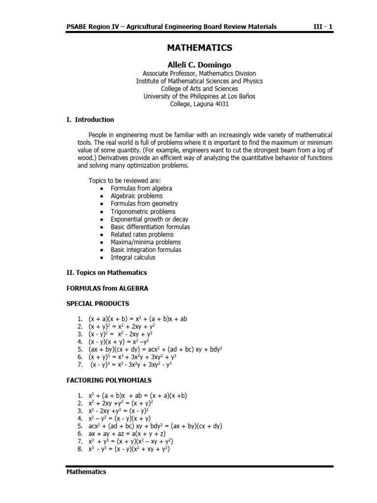 Mathematics Lecture Handout | PDF
