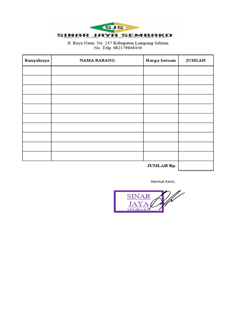 Nota Toko Sembako | PDF