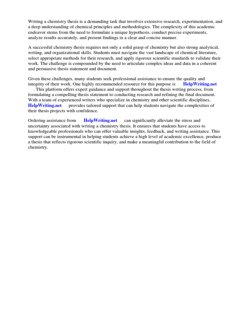 Chemistry Thesis Statement | PDF | Thesis | Science