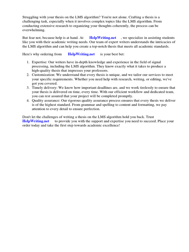 Thesis on Lms Algorithm | PDF | Regression Analysis | Linear Regression Thesis on Lms Algorithm | PDF | Regression Analysis | Linear Regression