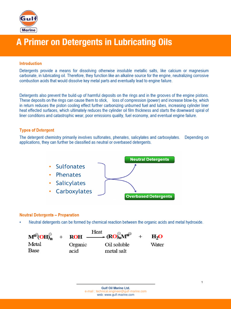 TB016 - A Primer On Detergents in Lubricating Oils-V1 | PDF