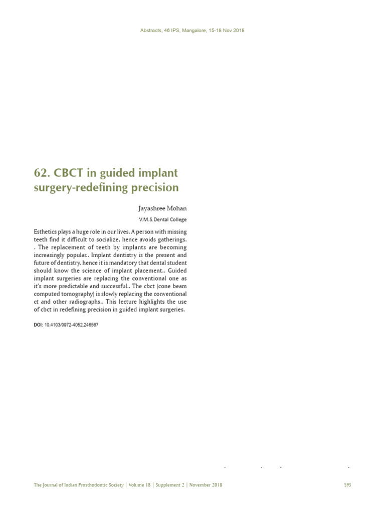 CBCT in Guided Implant Surgery-Redefining Precision | PDF | Dental ...