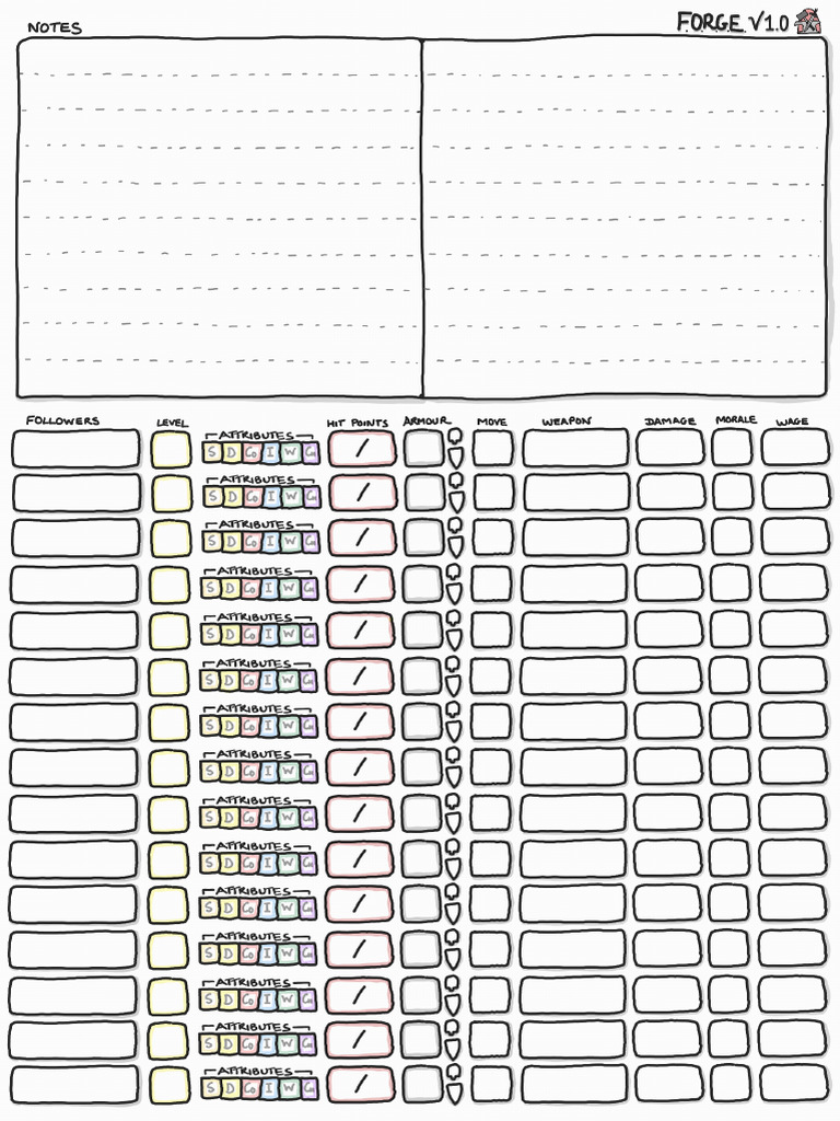 FORGE - Notes and Followers Sheet V1.1 | PDF
