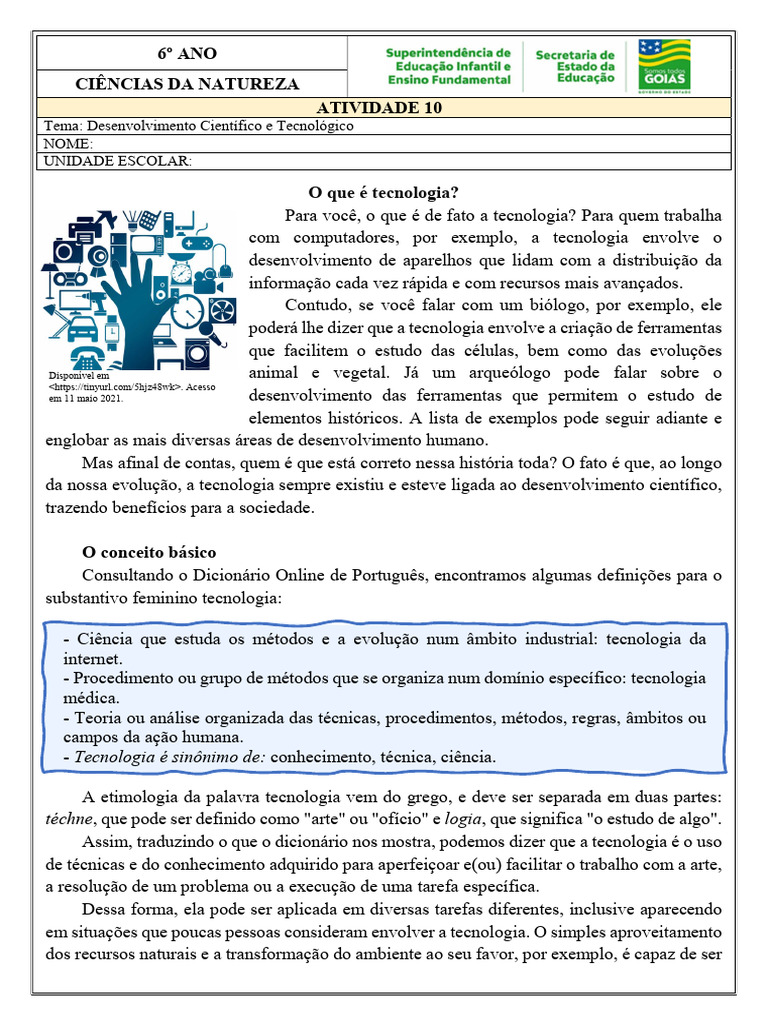 Atividade 10 6o Ano CIE Desenvolvimento Cientifico e Tecnologico | PDF ... Atividade 10 6o Ano CIE Desenvolvimento Cientifico e Tecnologico | PDF ...