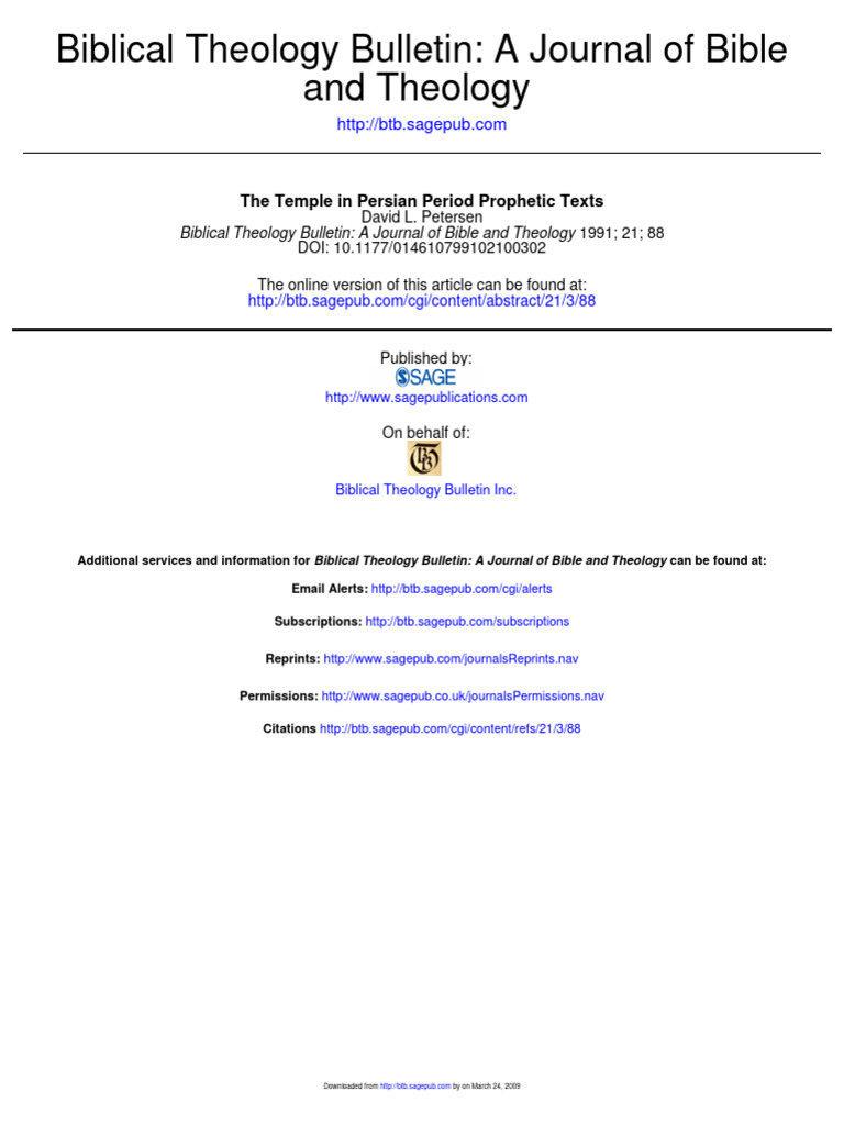 Temple in Persian Period Prophetic Texts (The) - Petersen, David L | PDF