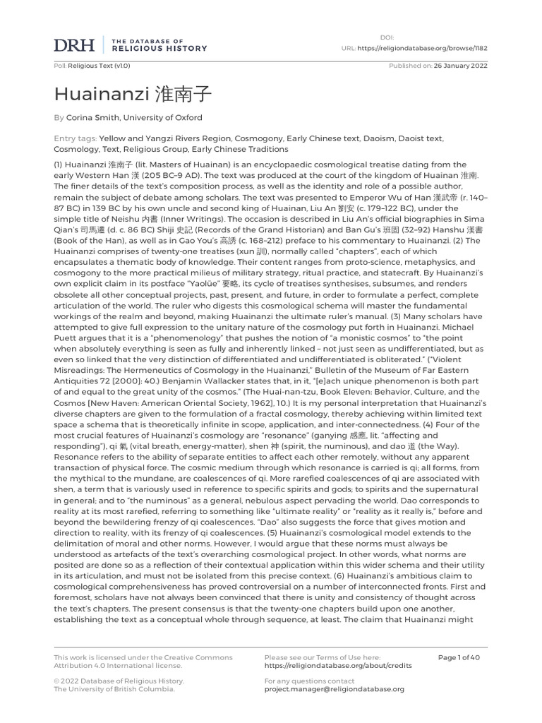 Overview of the Huainanzi Text | PDF | Burial | Soul