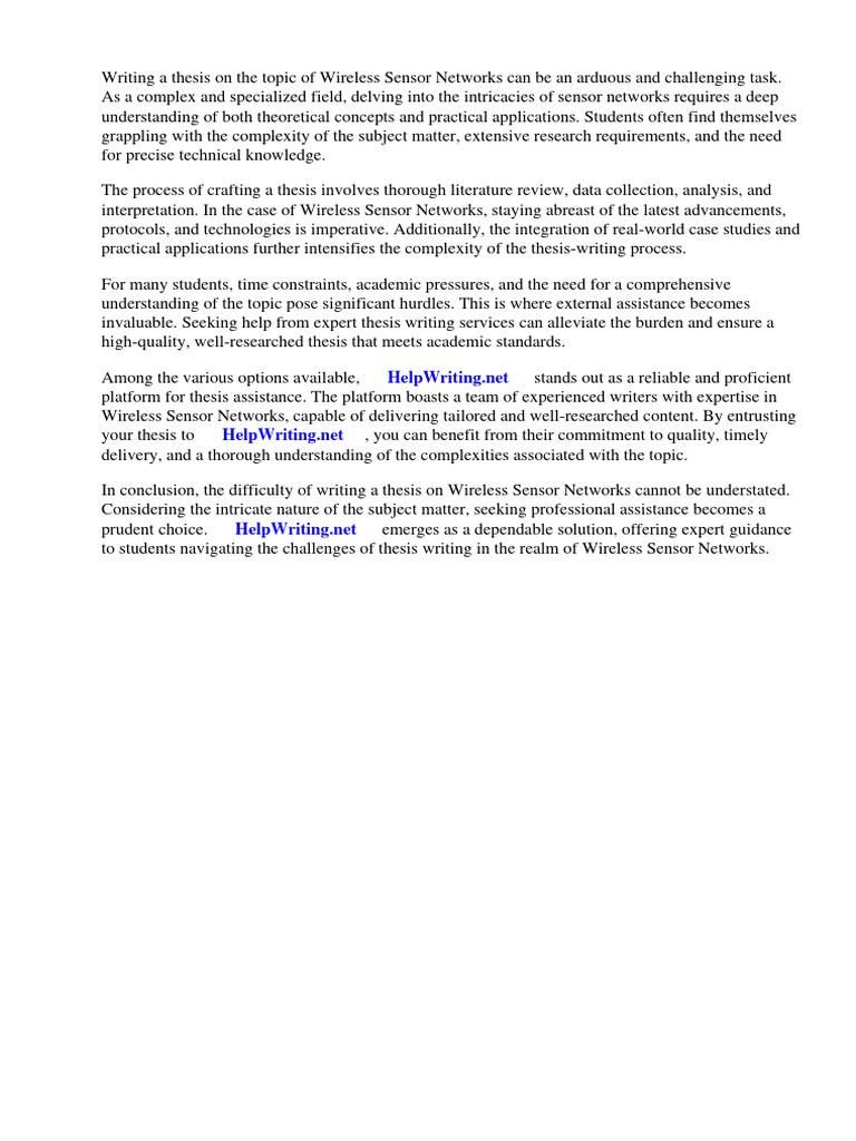 Thesis Writing Guide for Wireless Sensor Networks | PDF | Wireless Sensor Network | Ultra Wideband