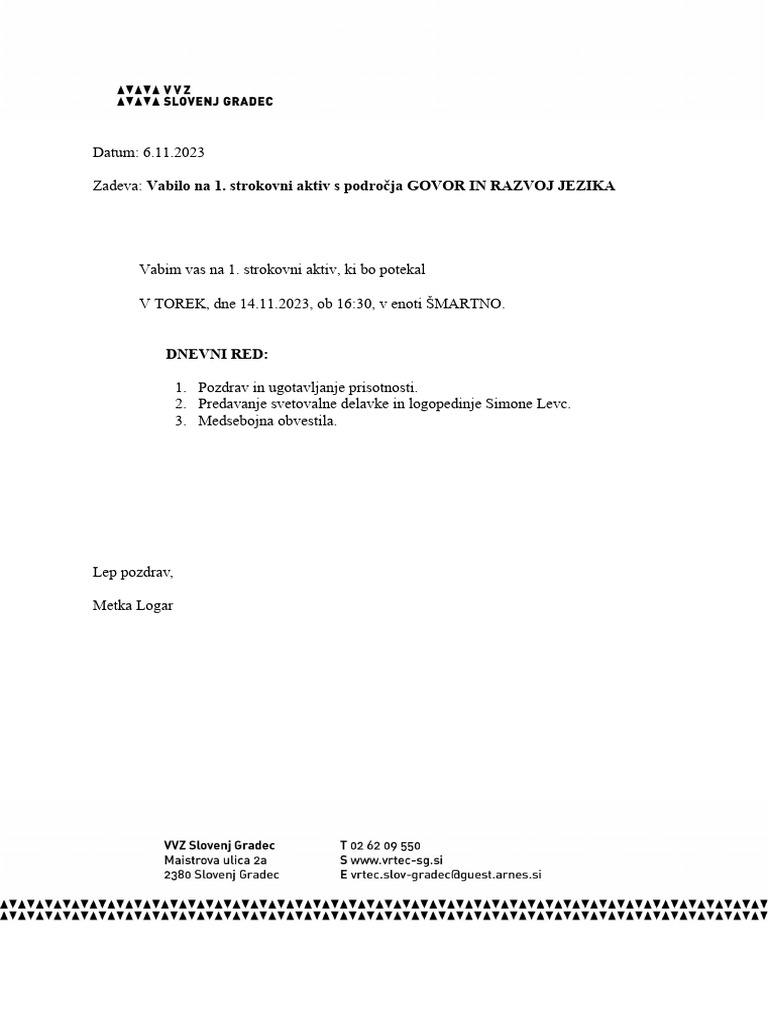 VABILO 1. Strokovni Aktiv 2 | PDF