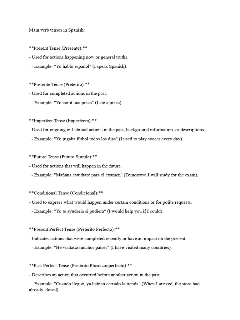 Spanish Tenses | PDF