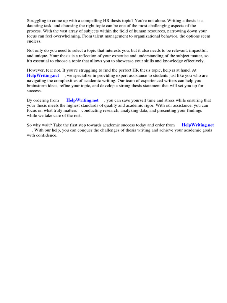 Sample HR Thesis Topics | PDF | Human Resource Management | Thesis