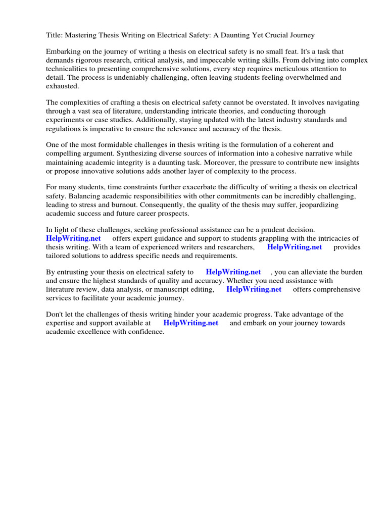Thesis Electrical Safety | PDF | Electrical Wiring | Electrical Grid