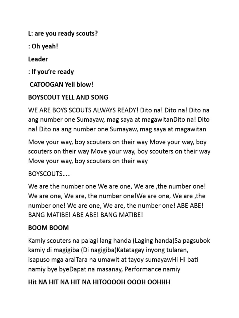 Boy Scout Yell | PDF | Sports & Recreation