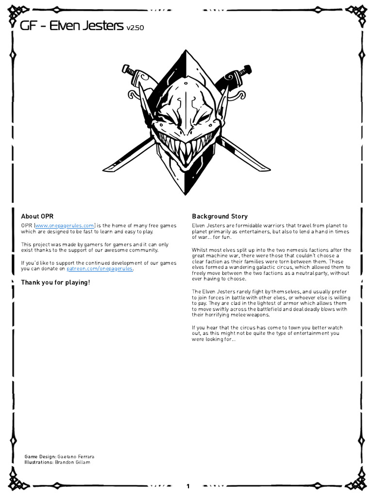 Elven Jesters Game Rules v2.50 | PDF