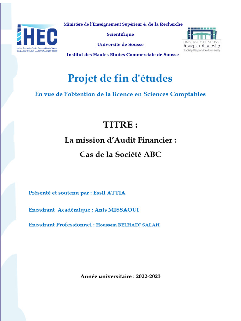 Pfe Essil Ihec Sousse | PDF