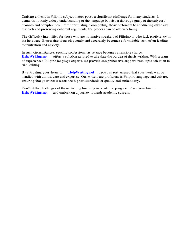 Example of Thesis in Filipino Subject | PDF | Tagalog Language | Expert