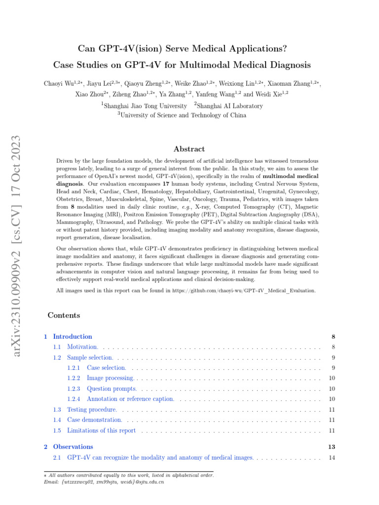 GPT-4V in Multimodal Medical Diagnosis | PDF | Medical Imaging | Radiology