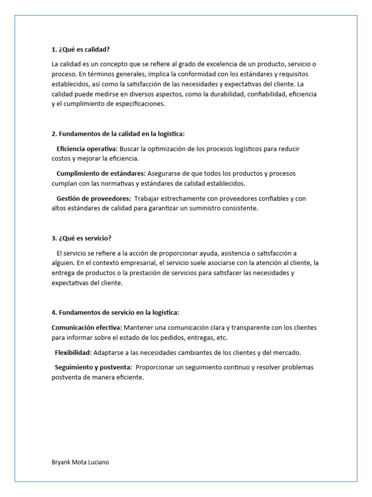 Asignacion 1 Calidad En La Logistica Unidad 7 Pdf Calidad
