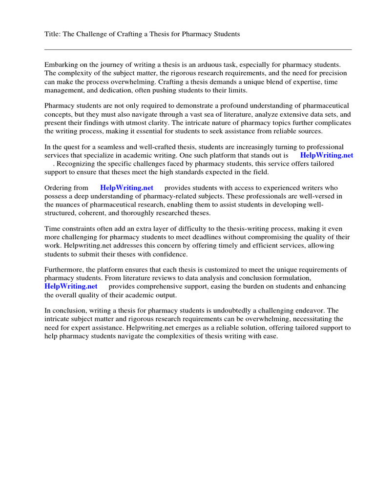 Thesis Pharmacy Students | PDF | Pharmacy | Shock (Circulatory)