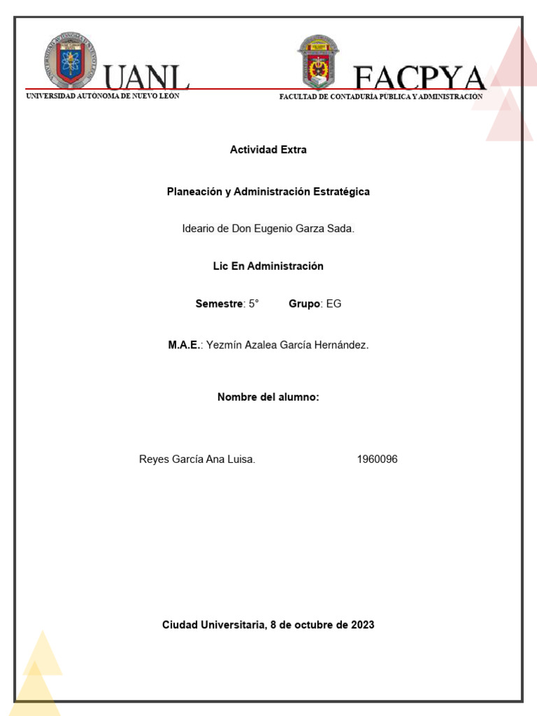 Actividad Extra - Ideario - Ana Luisa Reyes García - EG | PDF | Crecimiento personal y ...