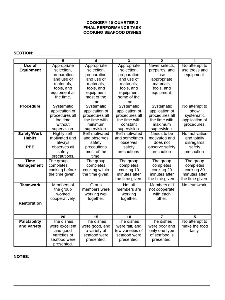 Rubrics Seafood | Download Free PDF | Cuisine | Cooking