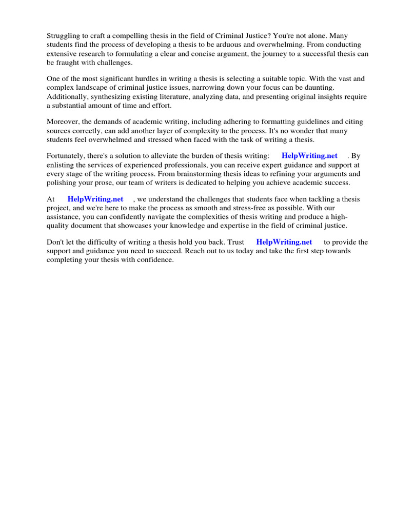 Thesis Ideas Criminal Justice | PDF | Crimes | Crime & Violence