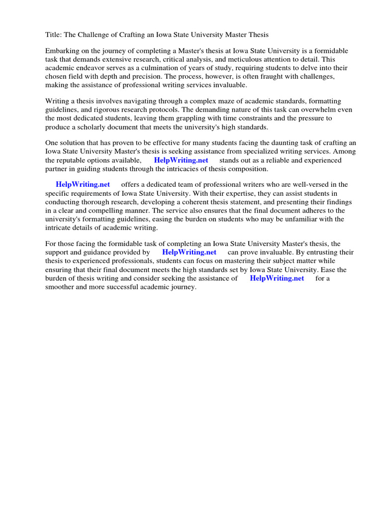 Iowa State Master's Thesis Help | PDF | Biotechnology | Academic Degree