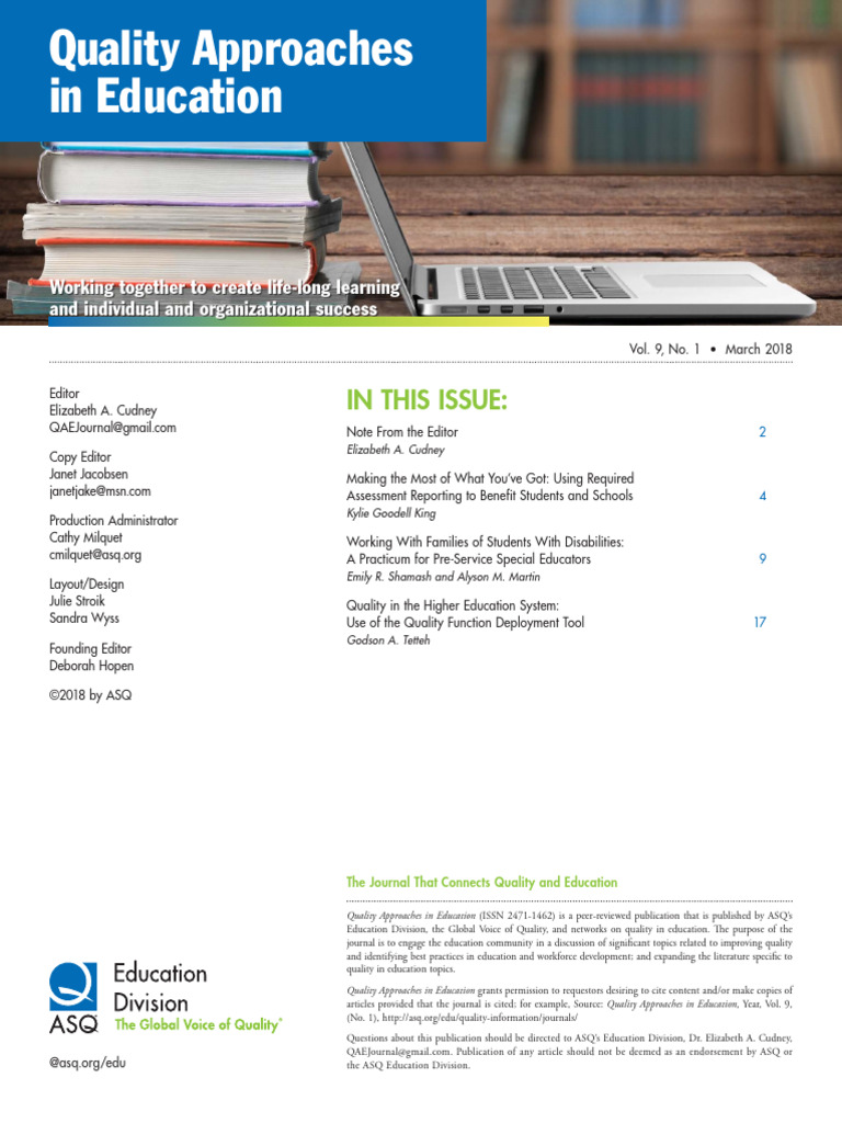 Quality Approaches in Education Vol 9 No 1 | PDF