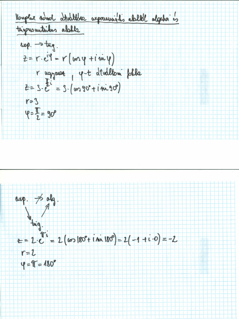 1 1 Komplex Szamok Atv Expbol Alg Trig Alakba Jegyzet | PDF
