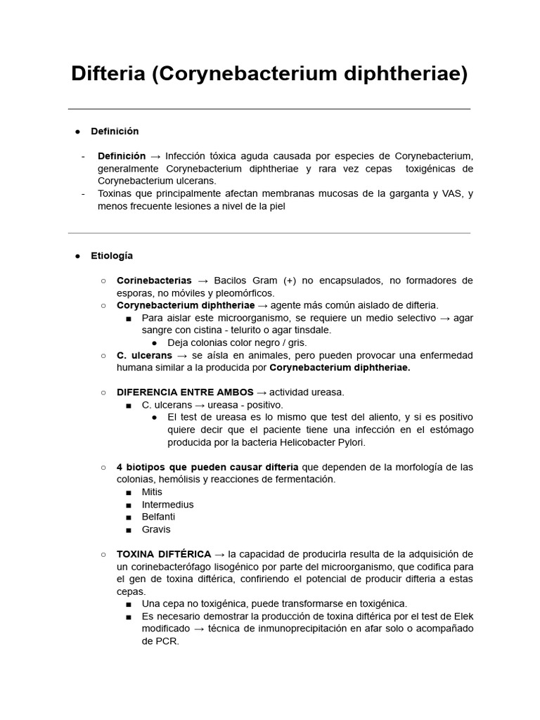 Difteria | PDF | Microbiología | Especialidades Medicas