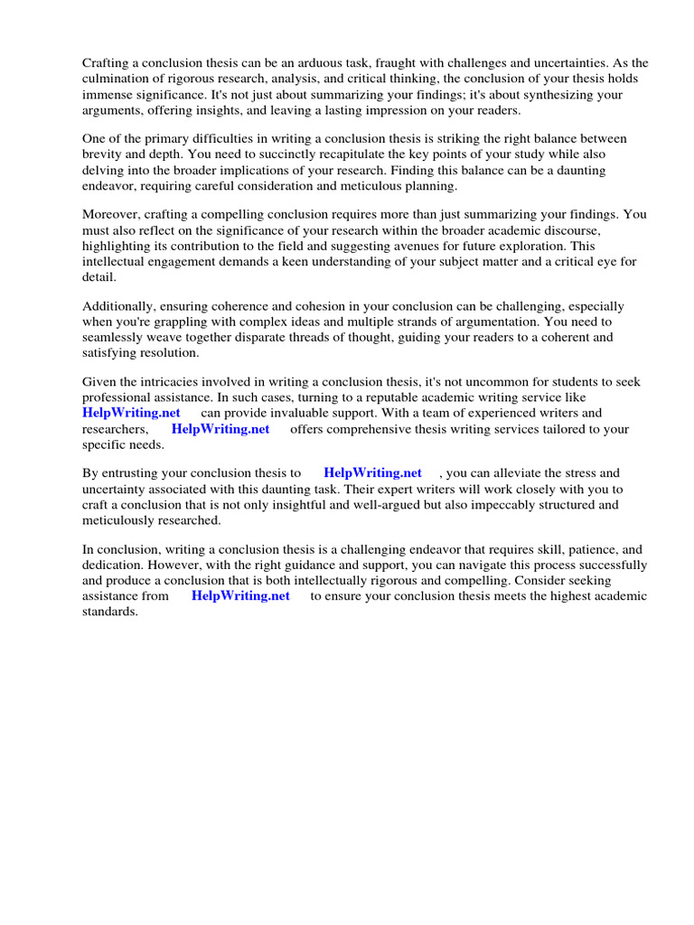 How To Write A Conclusion Thesis | PDF | Essays | Thesis