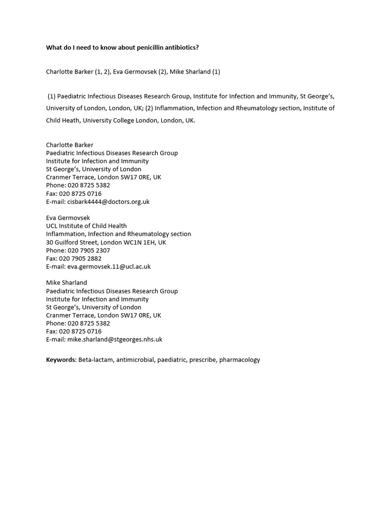 Understanding Penicillin Antibiotics for Children | PDF | Penicillin ...