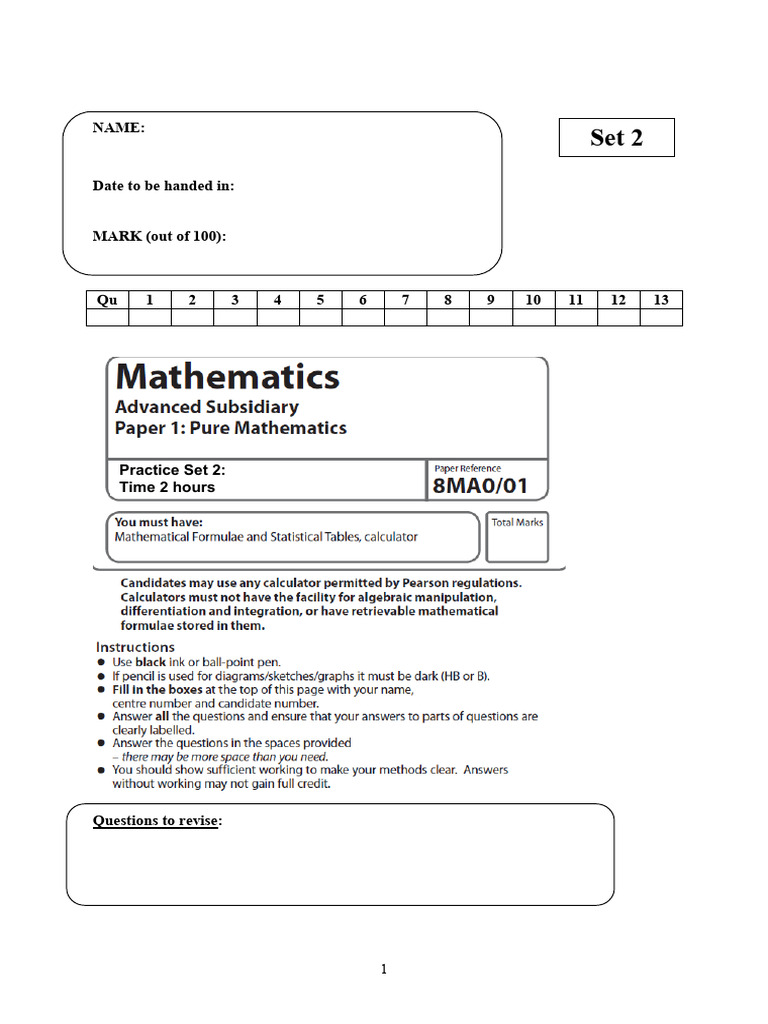 02 8MA0 01 AS Pure Mathematics Practice Set 2 - Merged | PDF ... 02 8MA0 01 AS Pure Mathematics Practice Set 2 - Merged | PDF ...