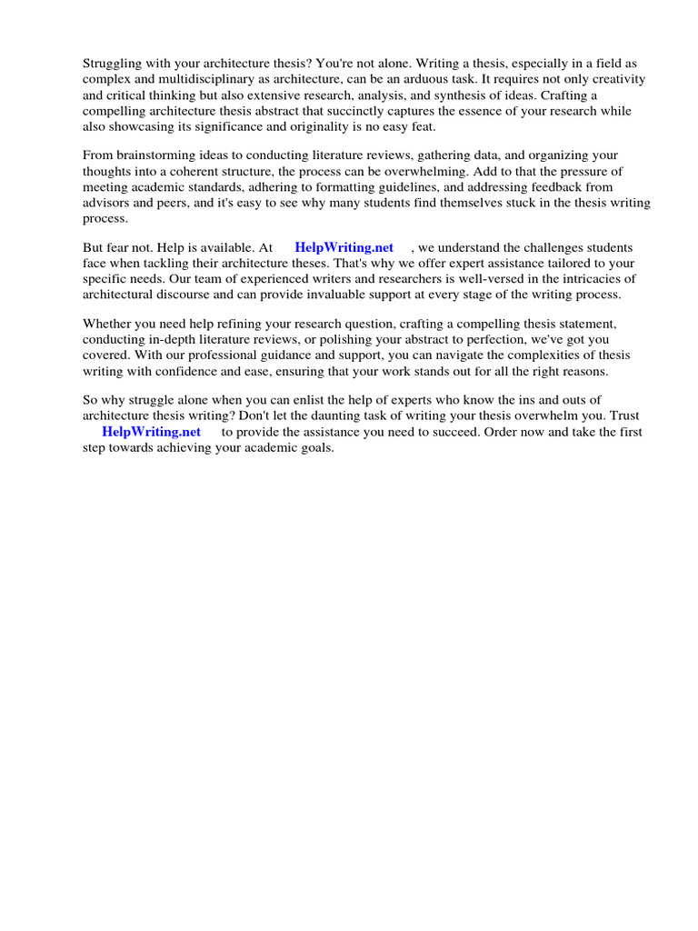 Architecture Thesis Abstract Pdf Thesis Abstract Summary