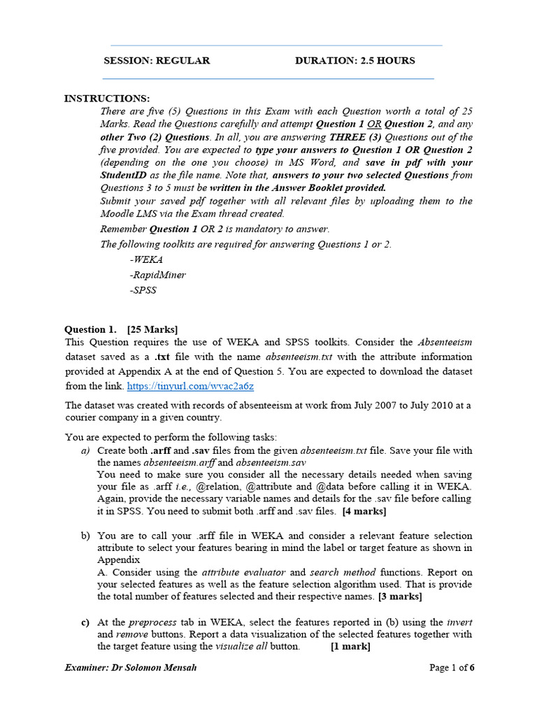 Data Mining Questions Qanda Pdf Statistical Hypothesis Testing 8178