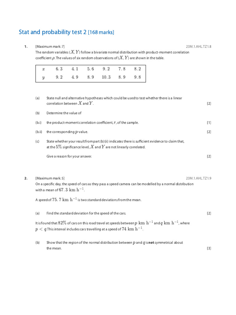 Stat and Probability Test 2 | PDF | Scientific Theories | Data Analysis