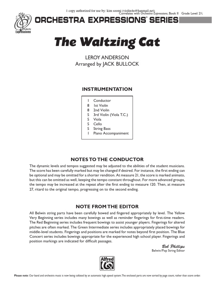 The Waltzing Cat - Score | PDF | String Instruments | Violin