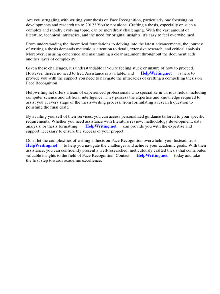 Thesis Help for Face Recognition Research | PDF | Career & Growth