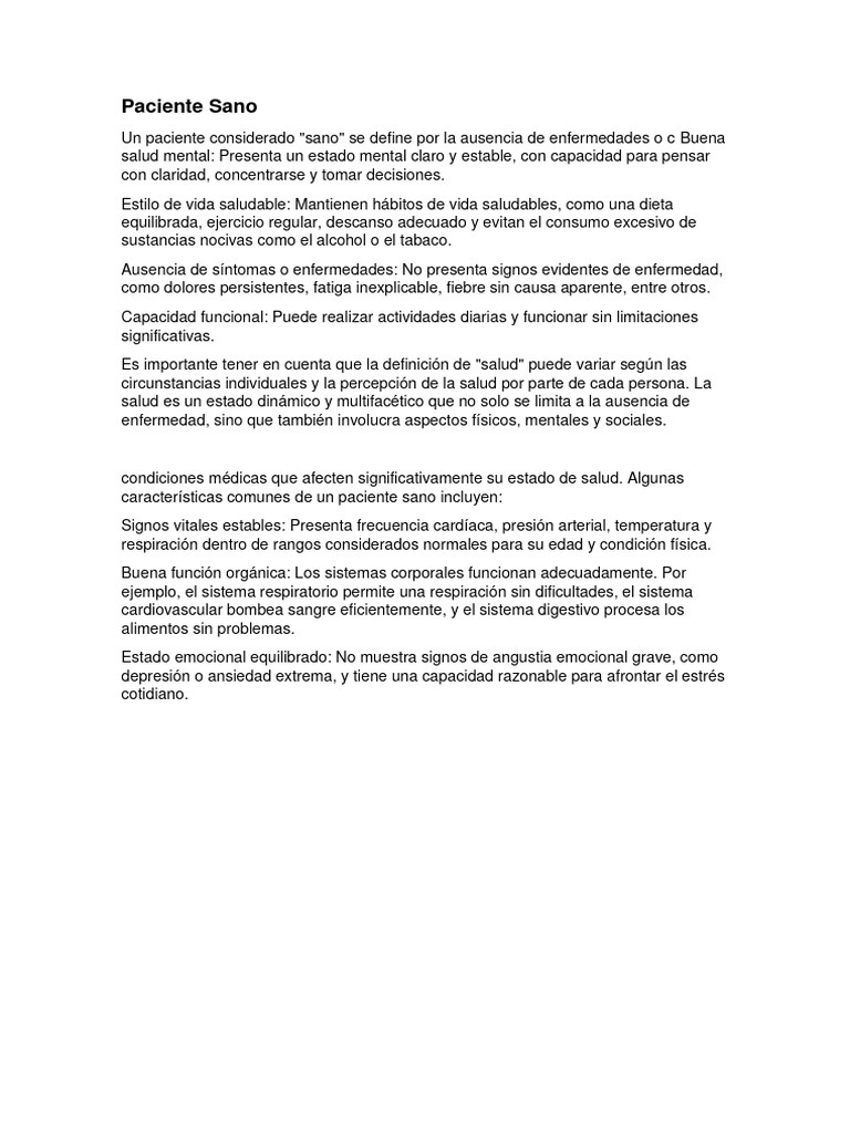 Paciente Sano | PDF