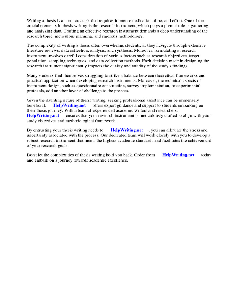 Research Instrument in Thesis Writing | PDF | Methodology | Survey ...