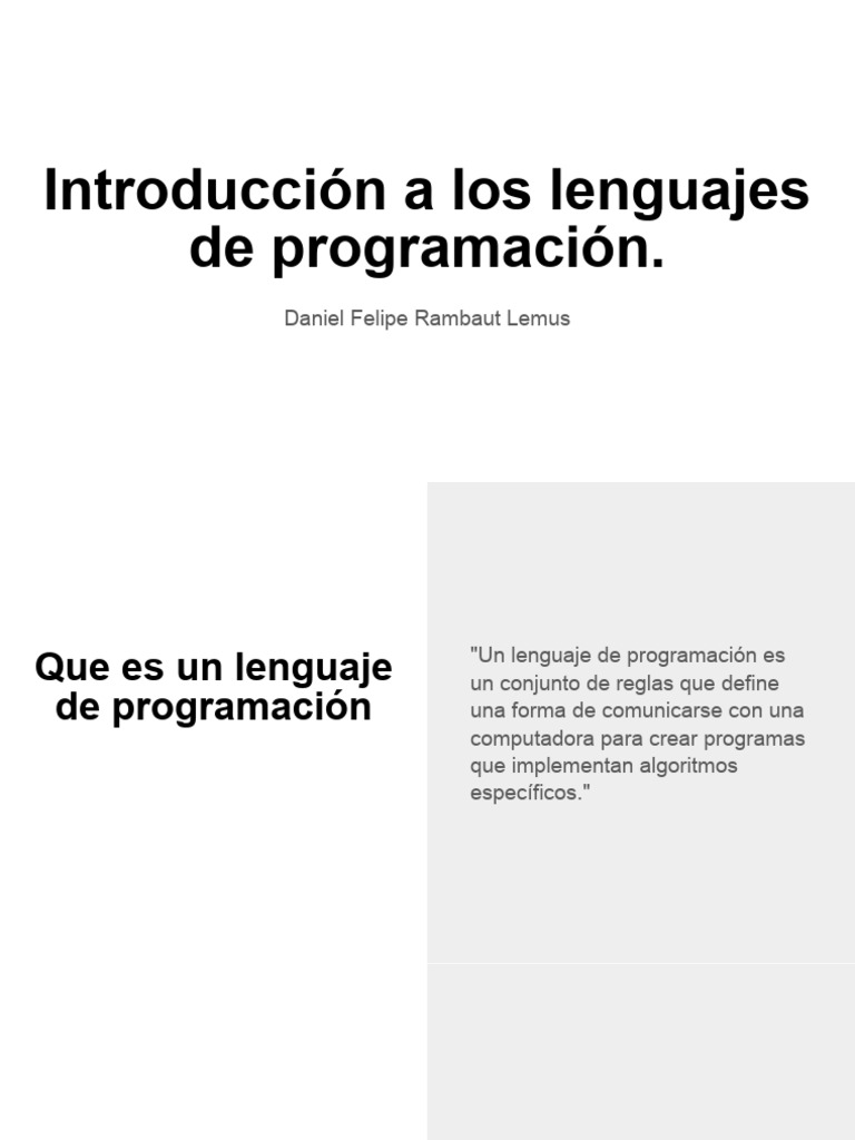 Introducción A Los Lenguajes de Programación | PDF | Lenguaje de ...