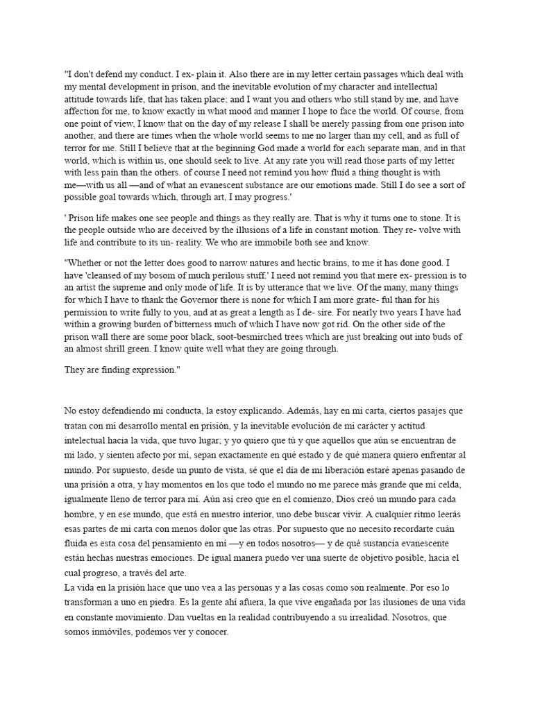 Carta de Oscar Wilde | PDF | Cognitive Science | Metaphysics Of Mind