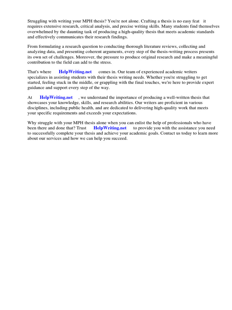 Mph Thesis Sample | PDF | Thesis | Hygiene Mph Thesis Sample | PDF | Thesis | Hygiene