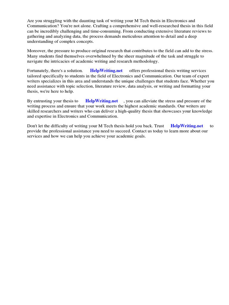M Tech Thesis Electronics and Communication | PDF