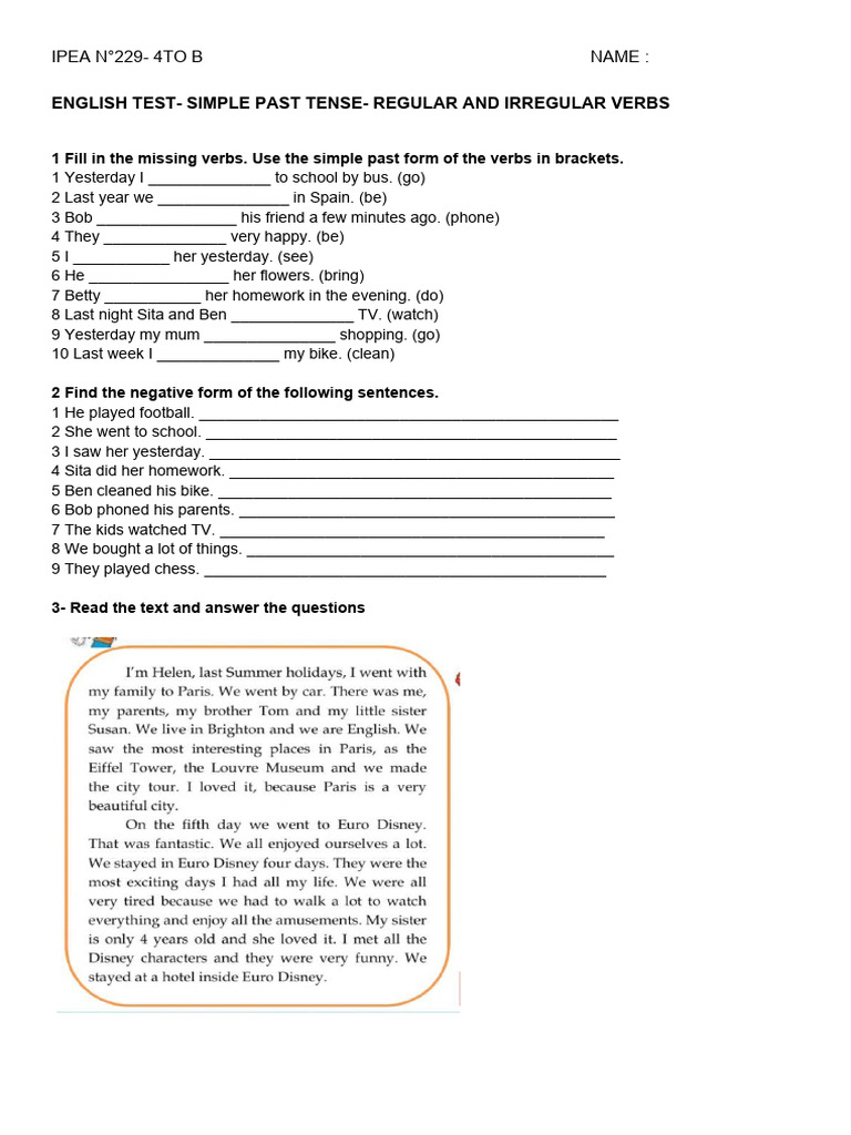 Simple Past Exercises | PDF