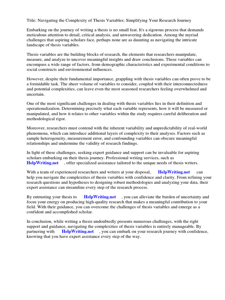 Thesis Variables | PDF | Scientific Method | Methodology