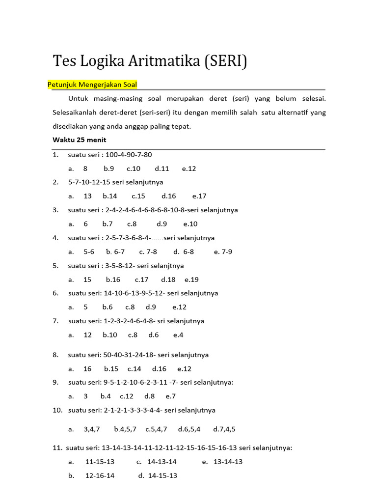 Psikotes - Made - Easy-Seri Angka (Pola Barisan Deret) | PDF