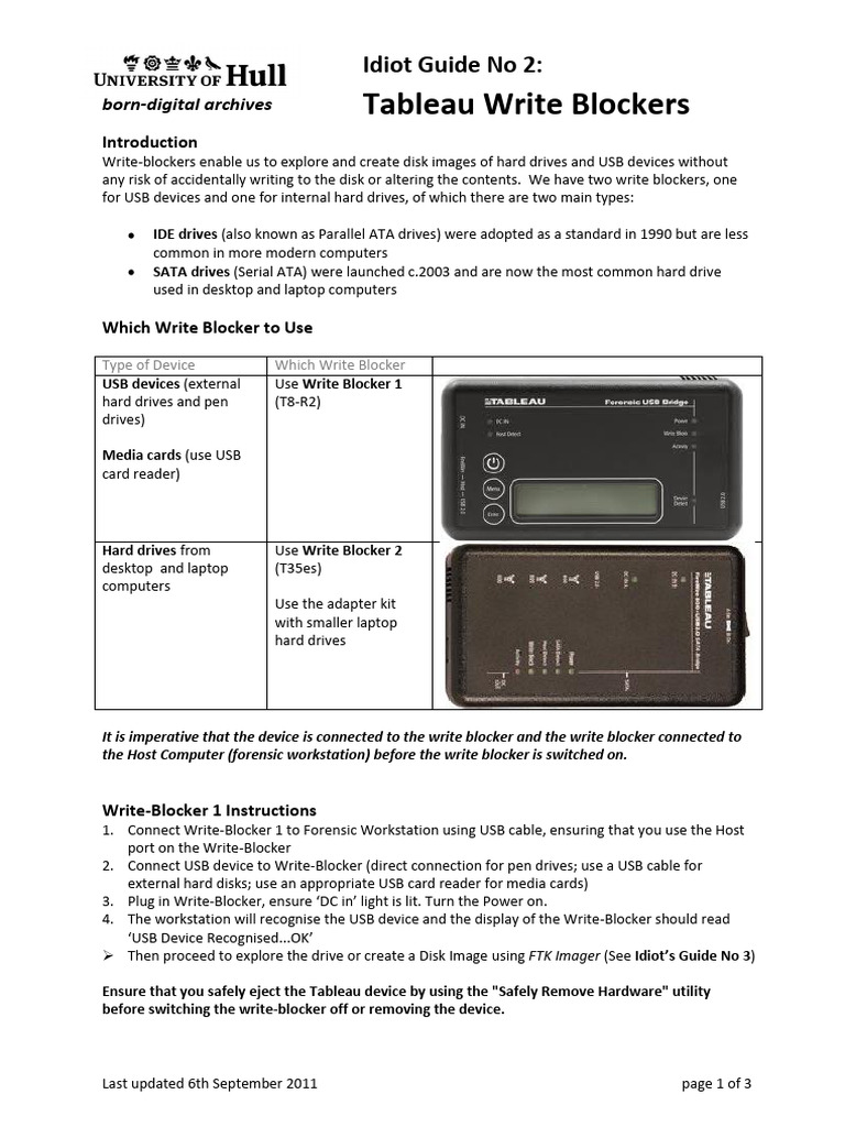 Idiot's Guide 2 - Tableau Write Blockers | PDF | Usb | Hard Disk Drive